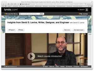 Announcing the release of "Insights from David D. Levine" at lynda.com ...
